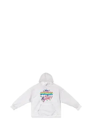Balenciaga Graphic Printed Long Sleeve Hoodie - Gray