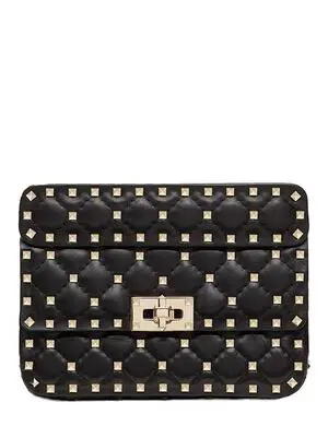 Valentino Garavani Valentino Garavani Rockstud Spike Foldover Top Shoulder Bag Black