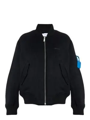 Off-White Logo Embroidered Zip-up Jacket - Black