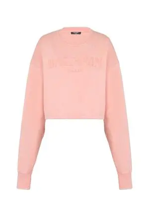 Balmain Logo Embroidered Cropped Sweatshirt - Pink