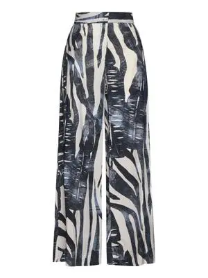 KAOS Printed Straight-leg Casual Trousers - Black