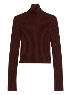 Max Mara Aral Ribbed High-neck Jumper - Brown