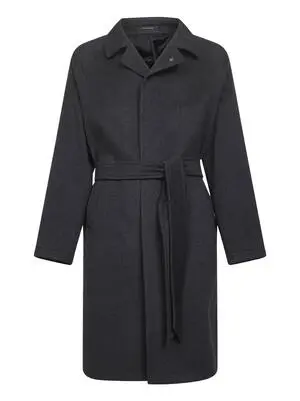 Tagliatore Belted Wool-blend Coat - Black