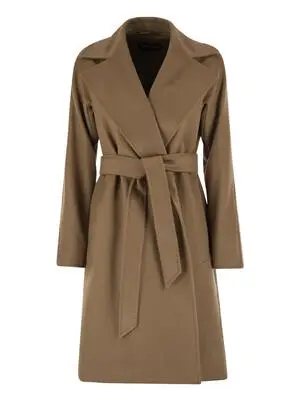 Max Mara Max Mara Dravenna Pure Wool Belted Coat Brown