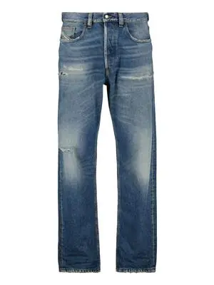 DIESEL® Straight Cut Distressed Jeans - Denim