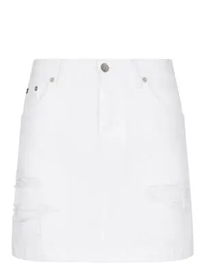 Dolce & Gabbana Ripped Mini Denim Skirt - White