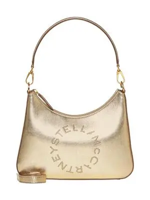 Stella McCartney Logo Detailed Metallic Shoulder Bag - Nude