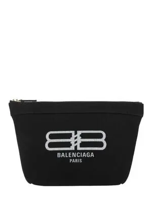 Balenciaga Logo-print Cotton Makeup Bag - Black/white
