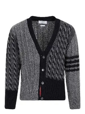 Thom Browne 4-bar Stripe Detailed Cardigan - Medium Gray