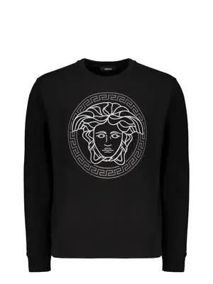 Versace Medusa Embellished Crewneck Sweatshirt - Black