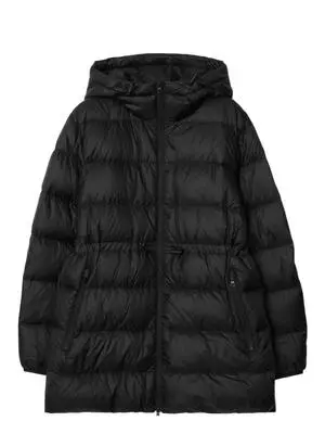 Burberry Long-sleeved Hooded Down Jacket With Drawstring Waist - Black