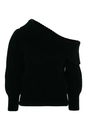 Alexander McQueen Cold-shoulder Asymmetrical Knit Top - Black