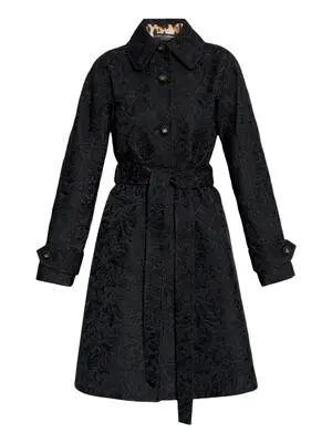 Dolce & Gabbana Floral Pattern Long Sleeve Coat - Black