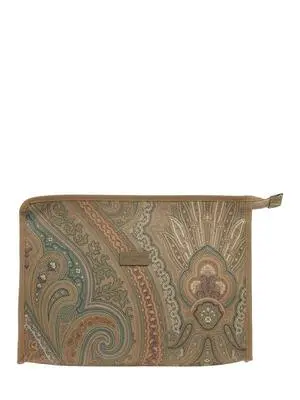 Etro Zippered Clutch With Logo - Light Brown