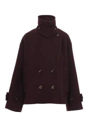Chloé Double-breasted Oversized Short Coat - Dark Purple