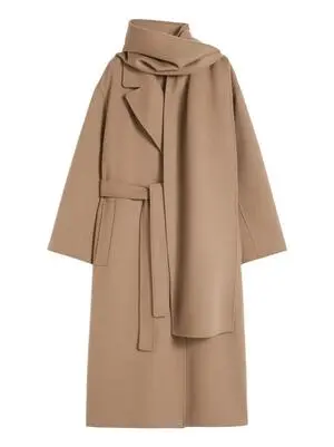 Max Mara Wool Wrap Coat With Scarf - Hazelnut Brown