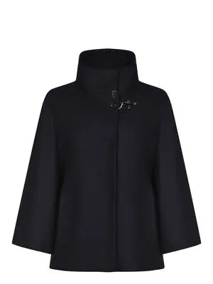 FAY Hook-closure Wool Cape - Blue