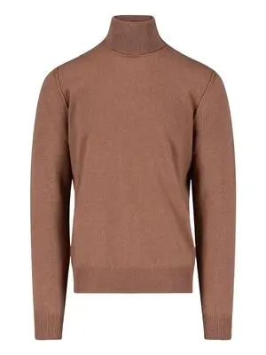 MAISON MARGIELA High-neck Ribbed Pullover - Brown