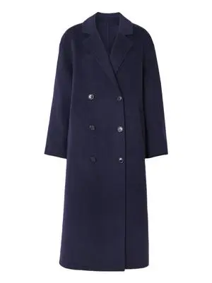 Loulou De Saison LouLou De Saison Borneo Double-Breasted Wool And Cashmere-Blend Coat Navy