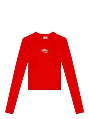 DIESEL® M-valari Logo Plaque Knitted Jumper - Red