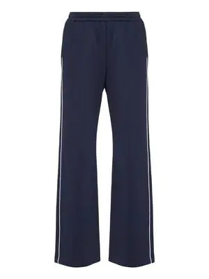 Valentino Garavani Logo Plaque Straight Leg Pants - Navy Blue/ivory White