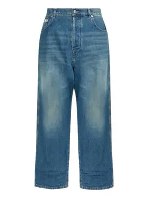 Moschino Vintage Effect Logo Patch Jeans - Blue