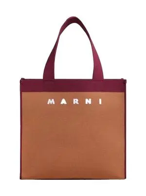 Marni Logo Detailed Two-toned Tote Bag - Brown