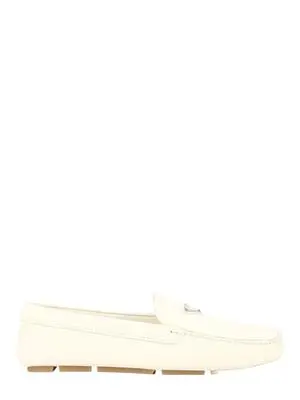 Prada Logo Plaque Slip-on Loafers - Ivory
