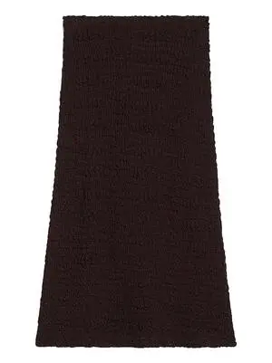 JIL SANDER Crepe Straight Hem Midi Skirt - Chocolate Brown