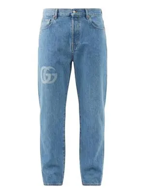 Gucci Lasered Double G Denim Jeans - Blue