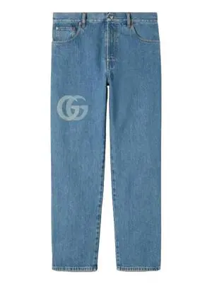 Gucci Lasered Double G Denim Jeans - Blue