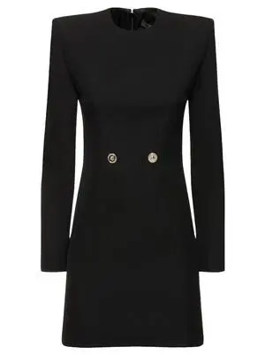 Versace Button Detailed Long-sleeved Dress - Black