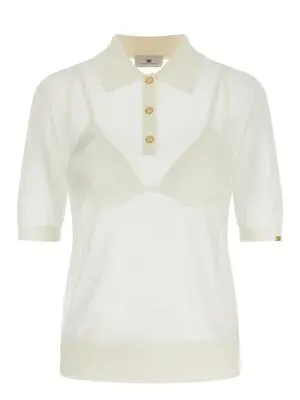 ELISABETTA FRANCHI Elisabetta Franchi Sheer Textured Polo Shirt With Triangle Bra