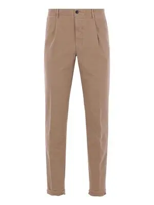 Incotex Tapered Fit Pleated Stretch Cotton Trousers - Beige