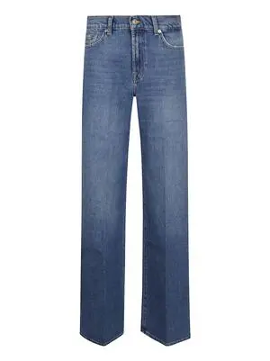 7 For All Mankind Flared Buttoned Jeans - Blue