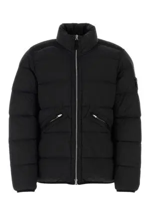Stone Island High-neck Zip-up Coat - Black