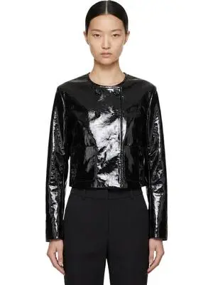 Marissa Chiara Long-sleeved Leather Jacket - Black