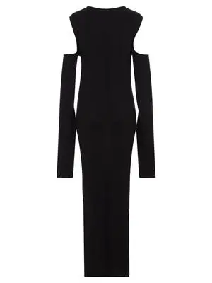 Rick Owens Cape-sleeve Cut-out Ribbed Dress - Black