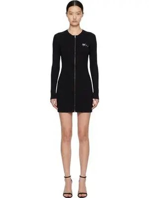 Marissa Chiara Ribbed Knit Zip-up Dress - Black