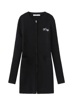 Marissa Chiara Ribbed Knit Zip-up Dress - Black