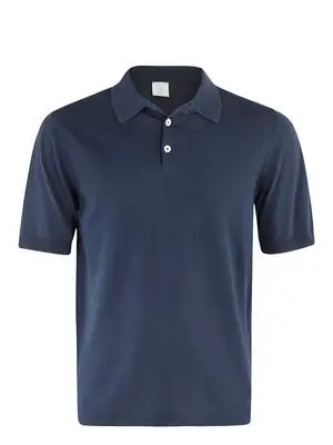 Eleventy Short Sleeved Knitted Polo Shirt - Blue