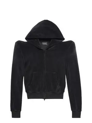 Balenciaga Round Shoulder Zip-up Hoodie - Black