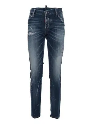 Dsquared2 Paint Splattered Skinny Jeans - Blue