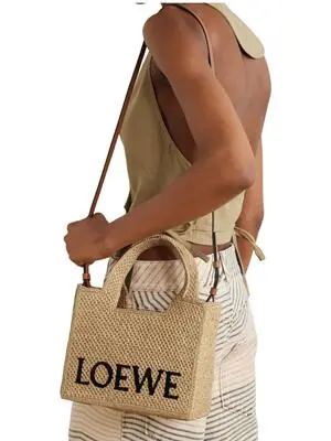 Loewe Small Woven Font Tote Bag - Brown