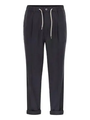 Herno Drawstring Waist Pleated Casual Trousers - Black