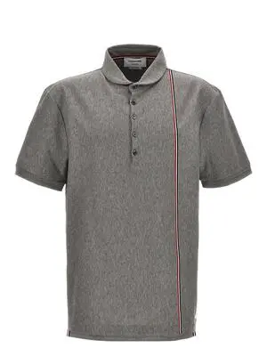 Thom Browne Rwb Striped Short-sleeved Polo Shirt - Medium Gray