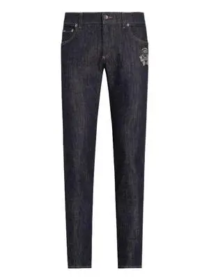 Dolce & Gabbana Heraldic Patch Skinny Jeans - Blue