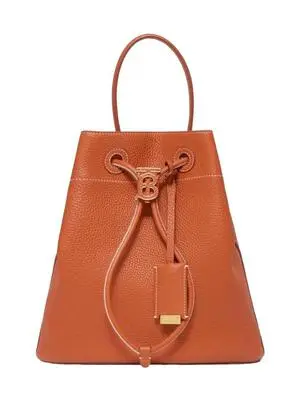 Burberry Tb Plaque Drawstring Bucket Bag - Brown