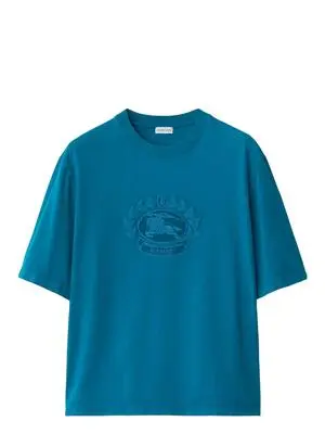 Burberry Oak Leaf Crest Embroidered Crewneck T-shirt - Blue