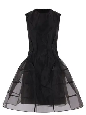 Cecilie Bahnsen Pleated Organza Mini Dress - Black